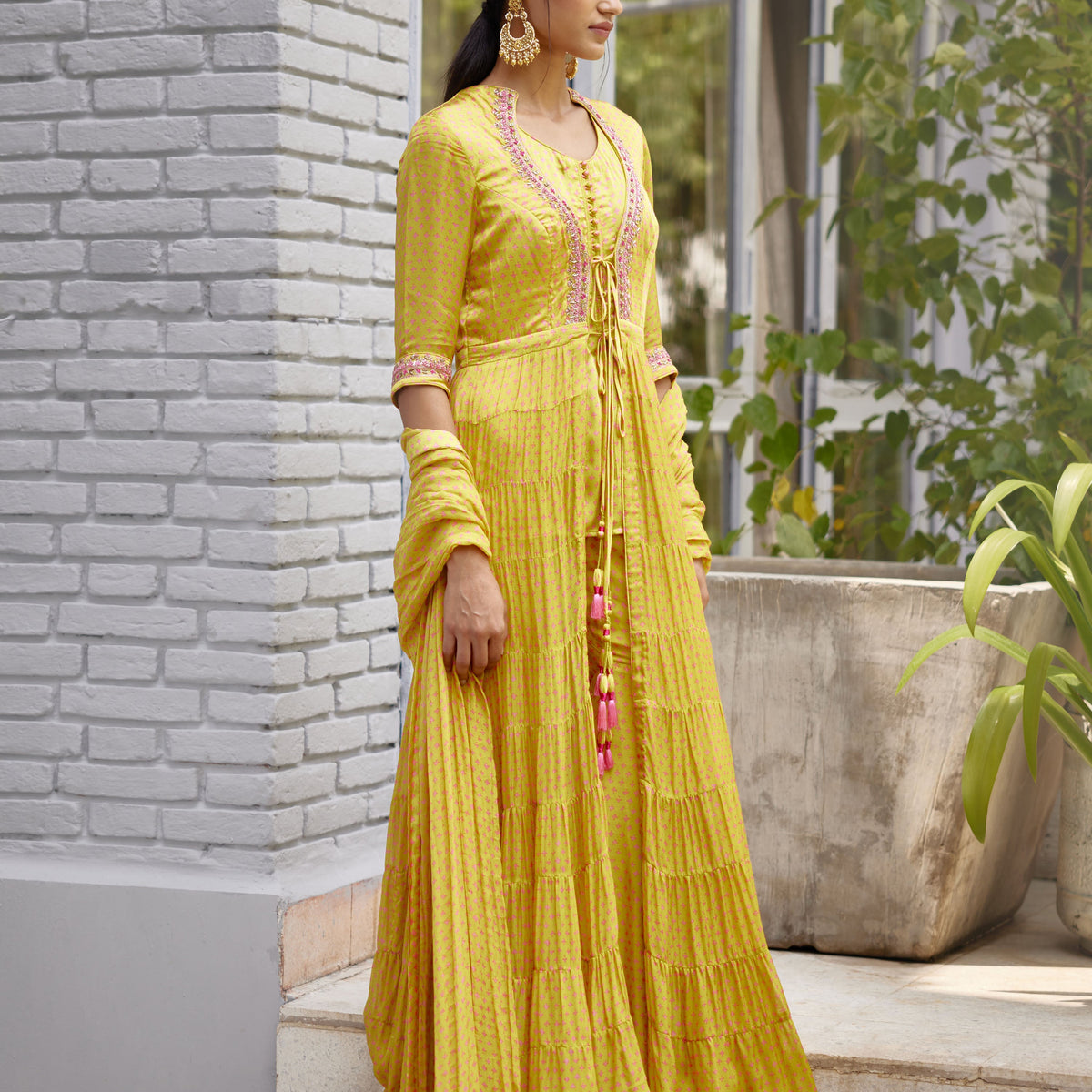 Light Yellow-Green Angrakha Set. – Shyam Narayan Prasad